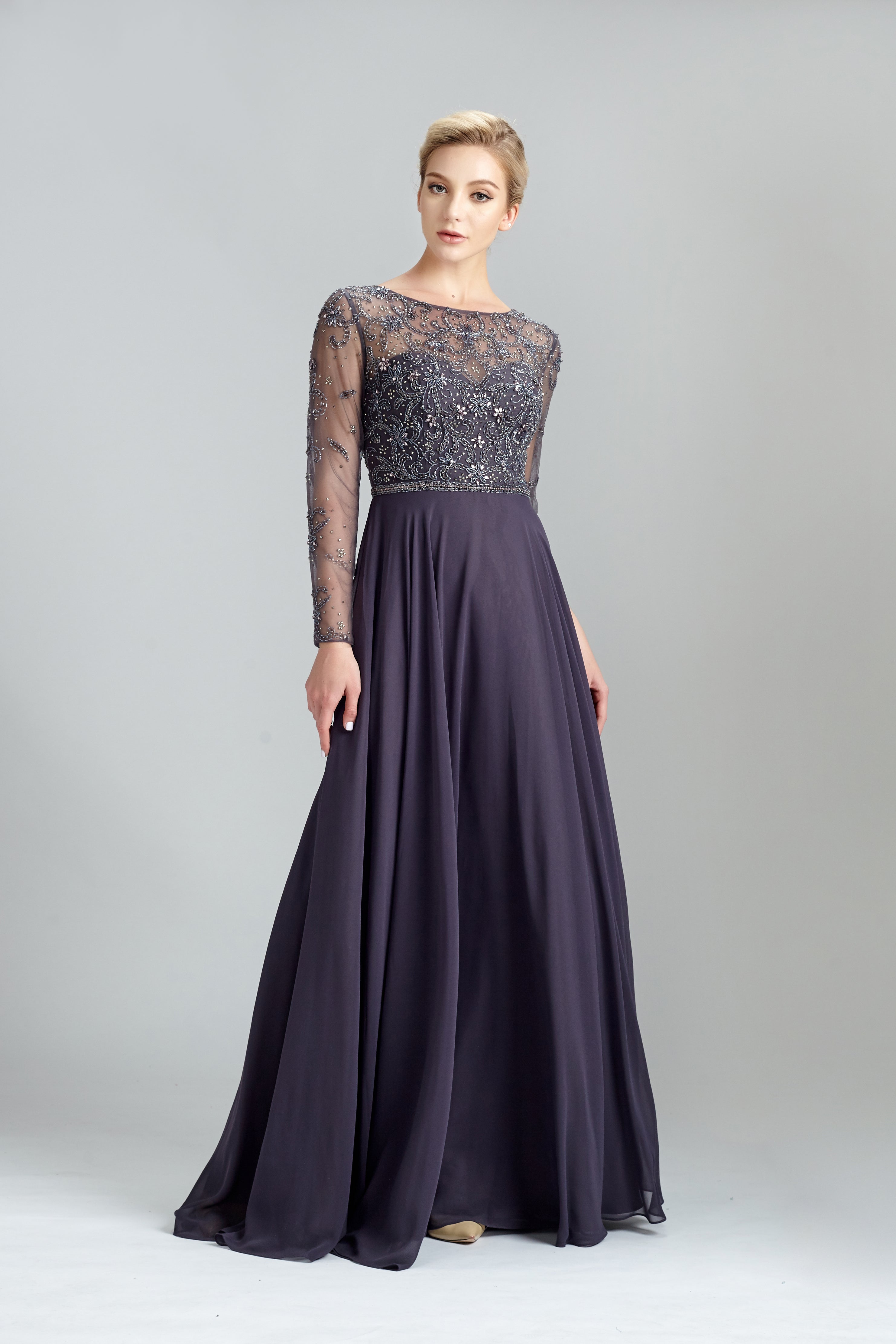 Wholesale Beaded Mother of Bride Dress with Long Sleeves 32541 – mylovelene